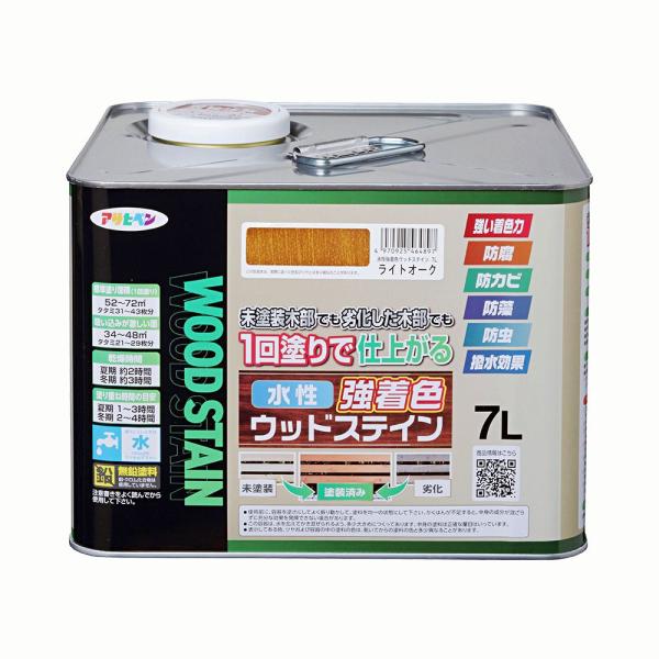 水性塗料｜木部専用塗料水性強着色ウッドステイン7LライトオークJANコード：4970925464897