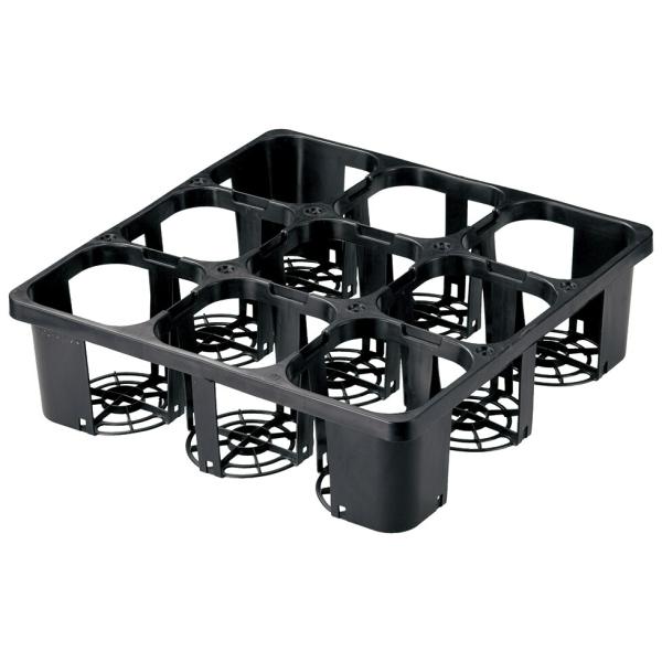 ポッティングマシーン等による土入の省力化に。草花、グランドカバー、野菜、果樹園等の流通のケースとしてお使いいただけます。苗木ポットの転倒防止。底面ネット形状により土こぼれ防止。サイズ：450×450×130mm東海化成