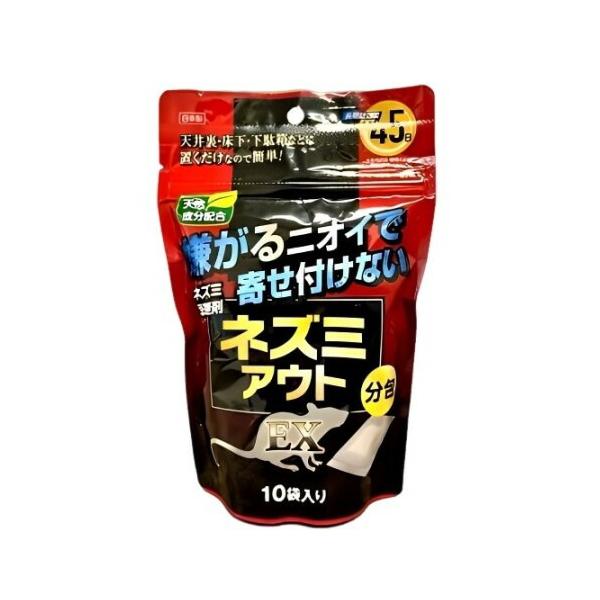 ネズミの嫌がるニオイ成分で忌避効果を発揮します。分包タイプなので天井裏、床下、ネズミの通り道、侵入口、被害箇所に置くだけで簡単に設置・回収できます。忌避成分をマイクロカプセル化していますので効果が約45日持続します。※使用環境によって異なり...