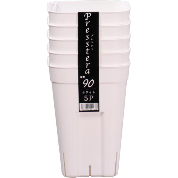 柔らかいビニールポットと違い、硬質ポットなので安定感があります。しっかりと自立し、植物が崩れにくく管理が容易です。8か所のスリット構造により、通気性・排水性が抜群です。サイズ：W78×D78×H112mm　入数：5日本ポリ鉢販売