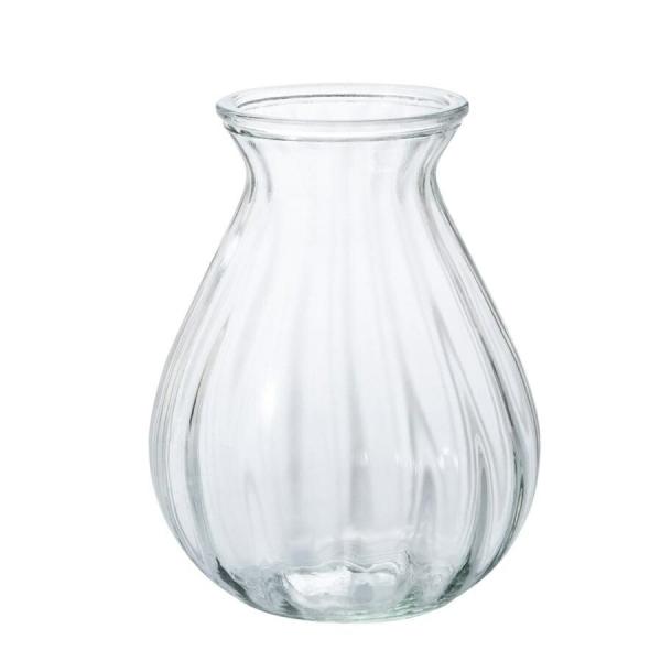 ガラスの花瓶やポットに花を入れて置くだけでさわやかな気分に。サイズ：Φ11×H14cm　材質：ガラス　カラー：クリアエイチツーオー