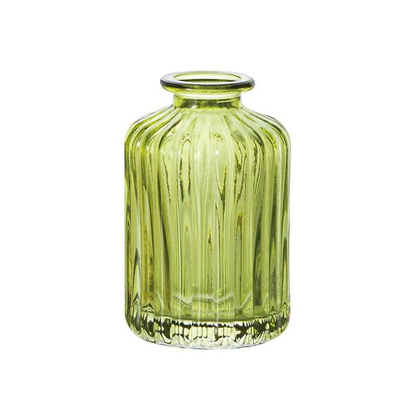 ガラスの花瓶やポットに花を入れて置くだけでさわやかな気分に。サイズ：Φ6.2×H10cm　材質：ガラス　カラー：グリーンエイチツーオー