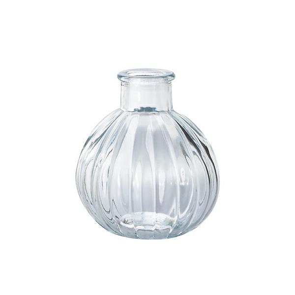 ガラスの花瓶やポットに花を入れて置くだけでさわやかな気分に。サイズ：Φ8.5×H8.2cm　材質：ガラス　カラー：パープルエイチツーオー