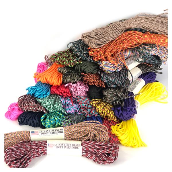 ・商品名パラシュートコード100ft 30m・サイズコード本体の太さ：約4mm長さ：約30ｍ耐荷重量：約250kg　アウトドア、サバイバルに欠かせないアイテムの１つ、ロープ。テントやタープを固定する、衣類等を吊るす、時には救助用具として、ロ...