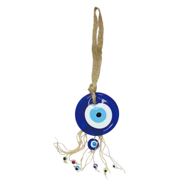 ・商品名ナザールボンジュー オーナメント LC・サイズ全長：約31ｃｍ横幅：約8ｃｍ重さ：約135ｇナザールボンジュウとは？トルコのお守りで青いガラスに青・水色・白の順番で目玉を描いています。大きな目で視線（邪視）から災いをはねのけてくれる...