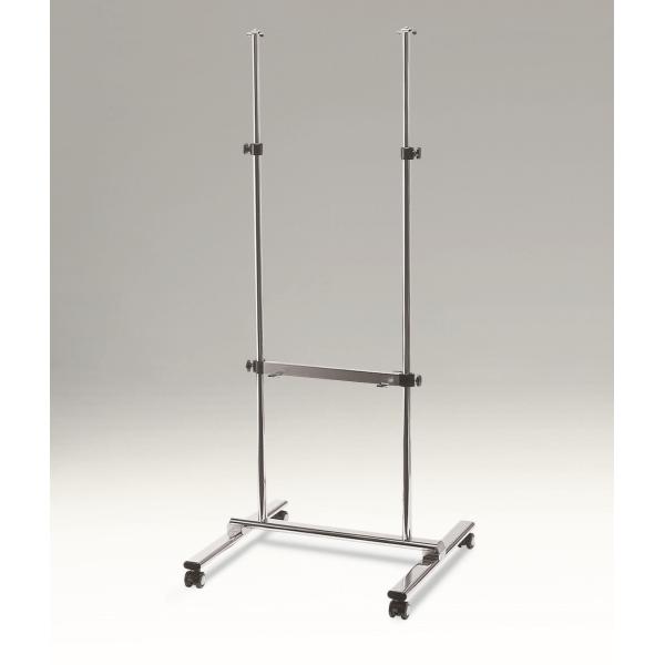 ●2枚のパネルを設置可能な直立スタンド。（両面仕様）＝仕様＝対応サイズ：A2・B2・A1・B1　パネル厚30mmまで本体：スチールクロムメッキ仕上重量：4.8kg静止安全荷重：合計10kgまでキャスター付き組立式※ゆるみ防止のため、ポールと...