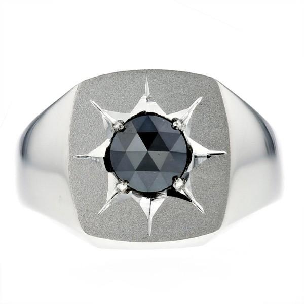ブラックダイヤモンド 印台 メンズリング 0.898ct ローズカット ブラックダイヤモンド 印台 メンズリング 0.898ct ローズカット