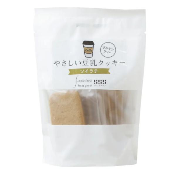 豆乳のおいしさ活かしたまろやかなグルテンフリークッキー。ほろにがコーヒーと豆乳のまろやかソイラテクッキー。植物性原料でシンプルにつくるやさしい味わい。小麦・乳（バター）・卵・膨張剤不使用、専用ラインで製造。内容量：7枚原材料：米粉（国産）、...