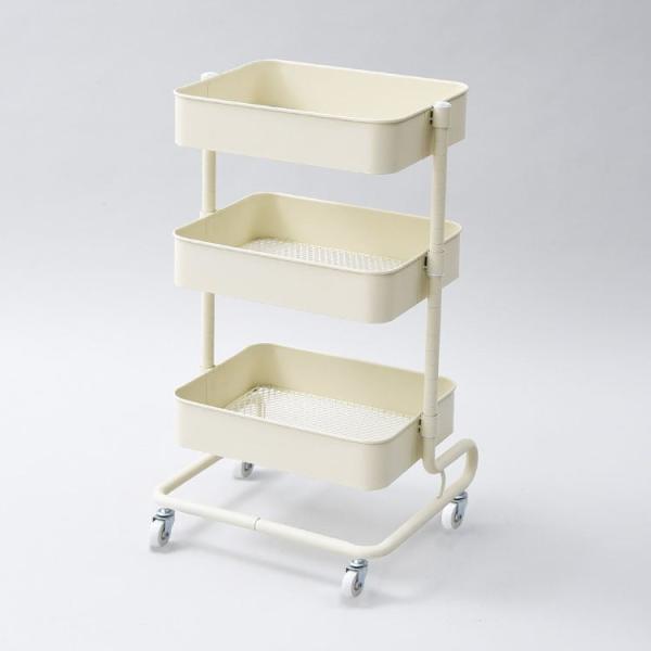 バスケットトローリー用天板《天板ナチュラル／天板ウォルナット》メラミン樹脂張りでキズ・熱・水に強い素材 スチール（粉体塗装）商品サイズ 約幅46×奥行き38×高さ81cm重さ 約6.4kg耐荷重 約60kg（棚1段当たり20kg）