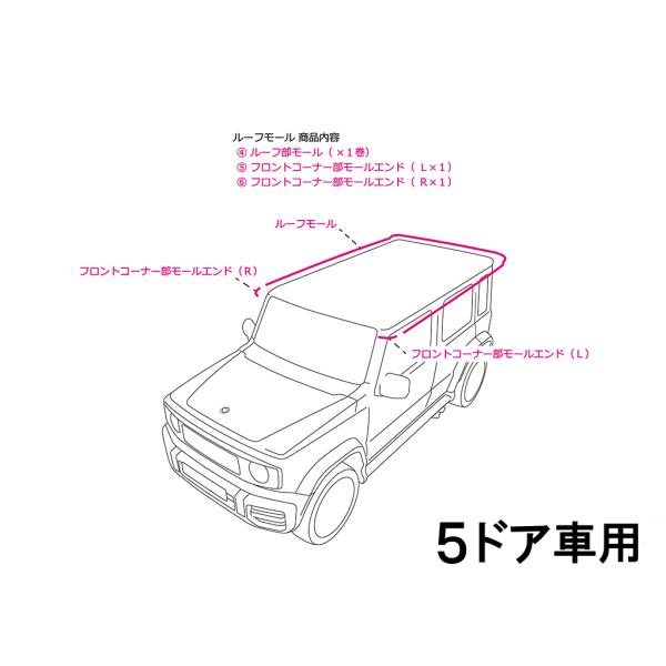 【発売日：2025年02月14日】【　AERO OVER　/　エアロオーバー　】JC74W ジムニーノマド／５ドア用のルーフモールです。ルーフ回りの水切り部分に装着するモールです。ルーフモール（１巻）と専用のフロントコーナー部モールエンド（...