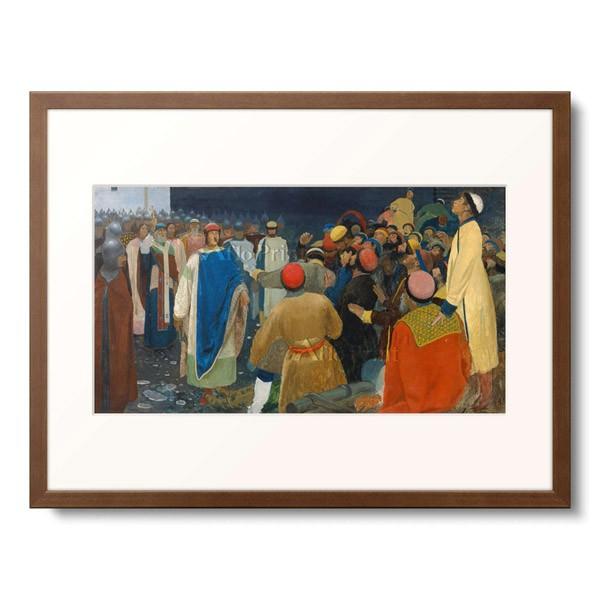 Artist:  Rjabuschkin, Andrej Petrow,1861-1904 Imagetitle:  Count Gleb Killing a Magus at the Novgorodian Assembly. 1898 ...