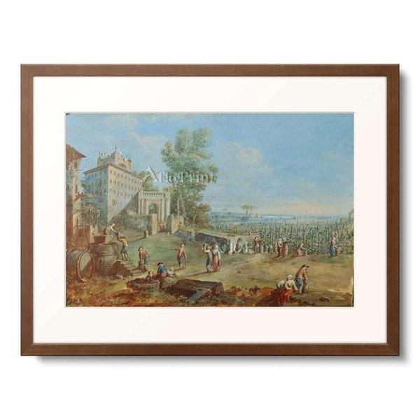 Artist:  Roman Imagetitle:  Ideale Landschaft mit Weinlese. (1. Halfte 18. Jahrhundert) Dimensions:  25,5 x 37,5 cm Medi...