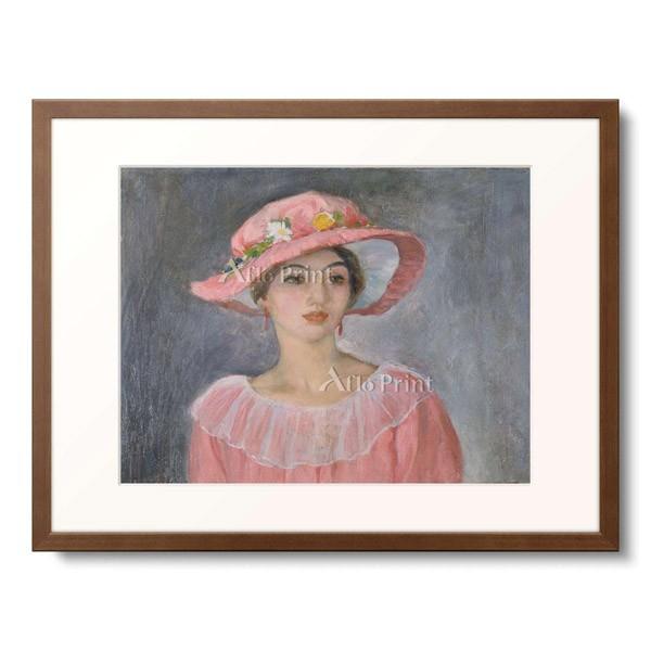 Artist:  Lebasque, Henri,1865-1937 Imagetitle:  Lady with a pink hat. (undated) Dimensions:  40,7 x 52 cm Medium:  Oil/C...