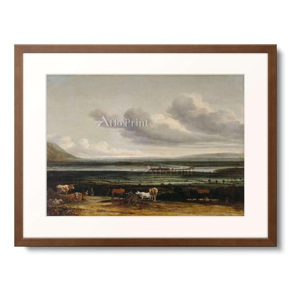 Artist:  Borssom, Anthonie van,1631-1677 Imagetitle:  Lower Rhine Landscape near Kleve with Fortress, Schenkenschanz, Lo...