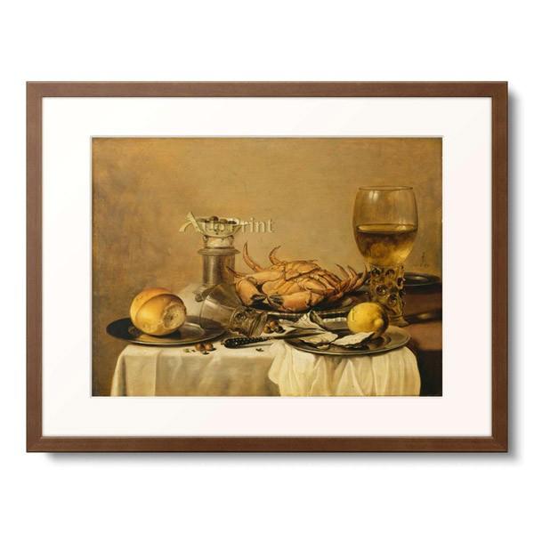 Artist:  Claesz., Pieter,1596/97-1660 Imagetitle:  Banketje - Stillleben mit Seekrabbe, weingefulltem Romer, chinesische...