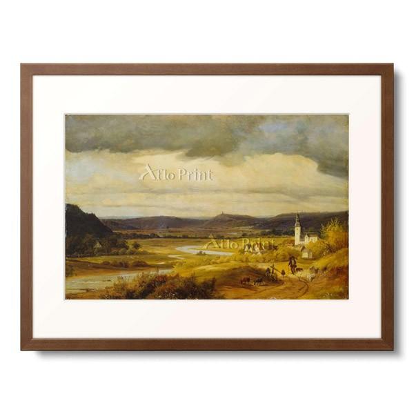 Artist:  Heunert, Friedrich,1808-1876 Imagetitle:  German Landscape. (Lennetal near Hohensyburg with the Church of Elsey...