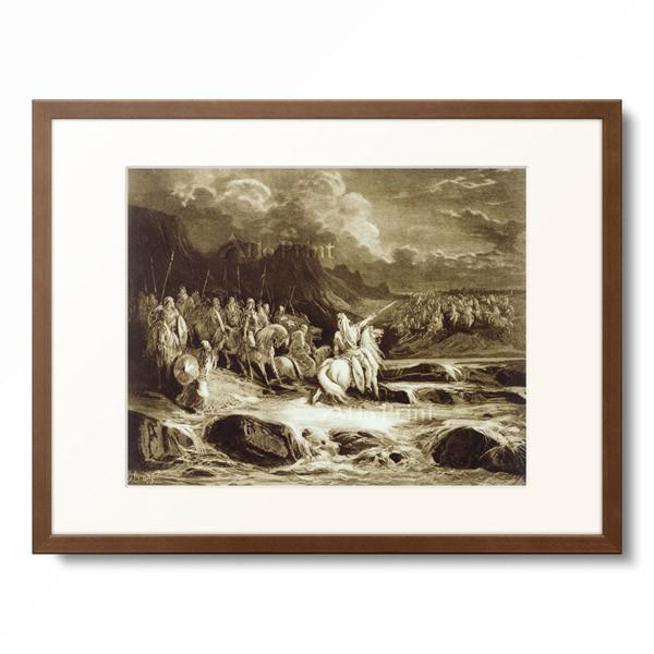 Artist: Dore, Gustave,(after) Imagetitle: Judas Maccabeus pursues the Syrian commander Timotheus. Medium: Wood engraving