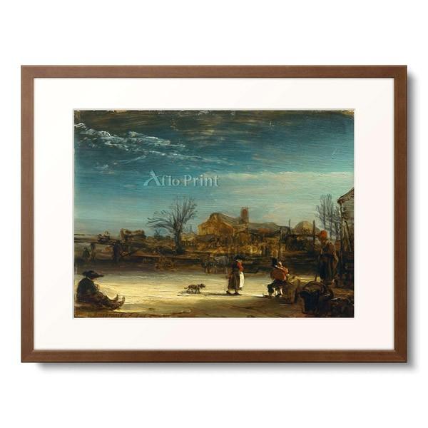 作家名:レンブラント・ファン・レイン  ( 1606年 - 1669年 ) 国籍:オランダ ジャンル:バロックArtist: Rembrandt van Rijn,1606-1669 Imagetitle:Winter Landscape....