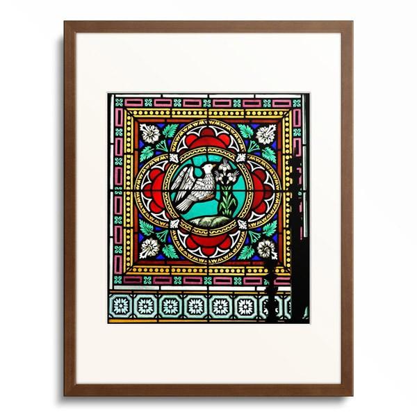 Imagetitle: Dove of peace. Medium: Stained-glass window Location: Weiler, Vorarlberg, Herz-Jesu-Kirche