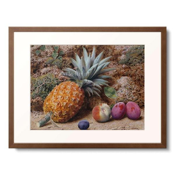 Artist:  Sherrin, John,1819-1896 Imagetitle:  A Pineapple, a Peach and Plums on a mossy Bank. Dimensions:  30,5 x 40,6 c...