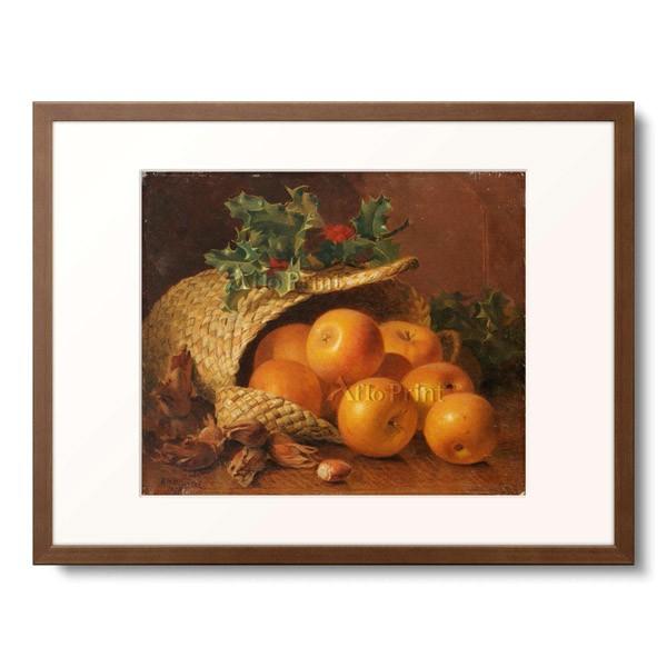 Artist:  Stannard, Eloise Harriet,1829-1915 Imagetitle:  Still Life with Apples, Hazelnuts and Holly. 1898 Medium:  Oil/...