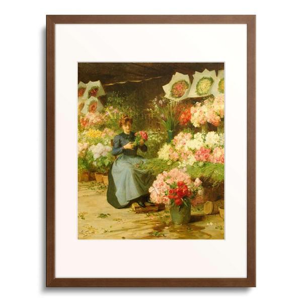 Artist:  Gilbert, Victor Gabriel,1847-1933 Imagetitle:  Flower Seller in front of The Madeleine Church, Paris. (undated)...