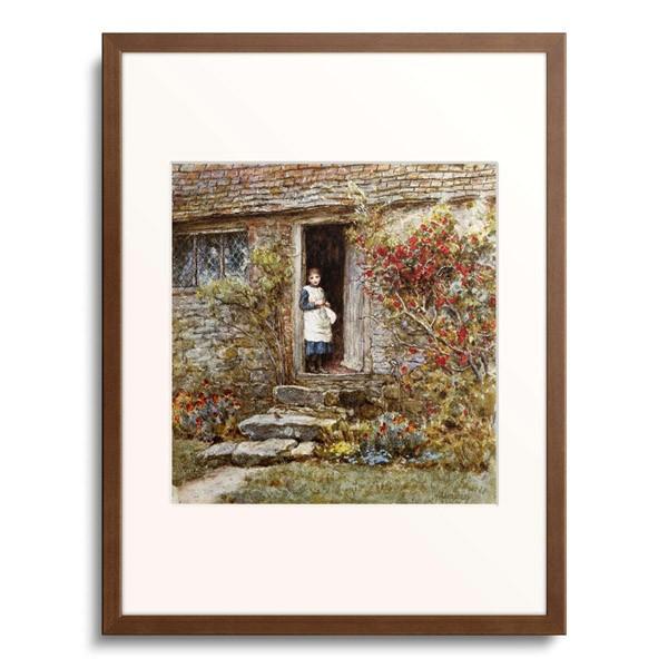 Artist:  Allingham, Helen,1848-1926 Imagetitle:  Girl standing in the doorway of a cottage. Dimensions:  17,7 x 16,5 cm ...