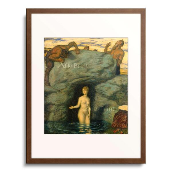 作家名:フランツ・フォン・シュトゥックArtist: Stuck, Franz von,1863-1928 国籍:ドイツImagetitle:Nymph overheard by fauns. 1911 カンバスに油彩