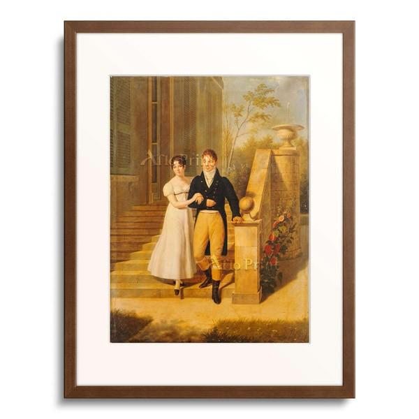 Artist:Lagrenee, Anthelme Francois,1774-1832 Imagetitle:Portrait Of A Lady And A Gentleman On The Steps Of A Chateau. カン...