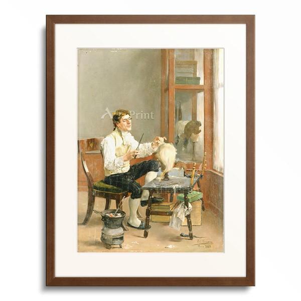 Artist: Jimenez y Aranda, Louis,1845-1928 Imagetitle: The Wig Maker. 1889 Medium: Oil/Wood Location: Christie's Images Ltd