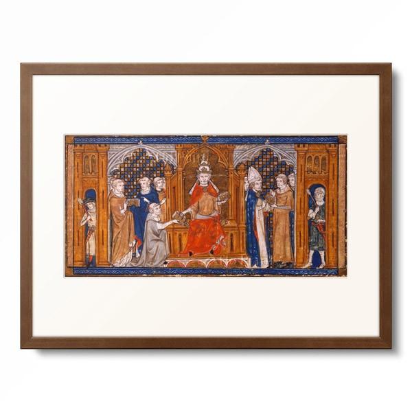 Artist: French School,14th century Imagetitle: Pope Gregory IX handing down the Decretals, flanked by Clergy and Laity. ...