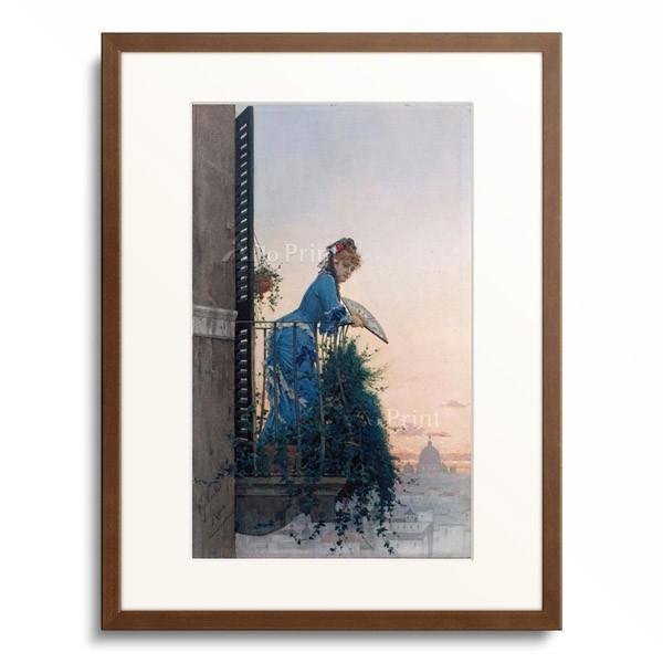 Artist: Martens, Willem Johann,1839-1895 Imagetitle: An Elegant Beauty on a Balcony Looking out over Rome with the Dome ...