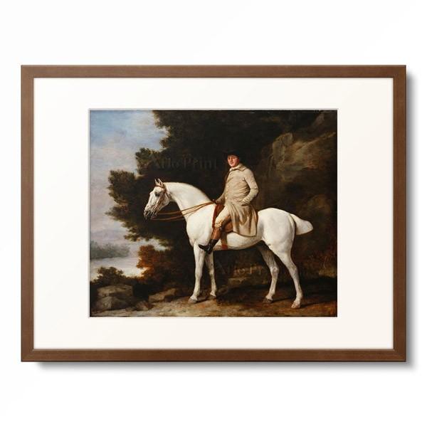 Artist: Stubbs, George,1724-1806 Imagetitle: A Gentleman on a Grey Horse in a Rocky Wooded Landscape. 1781 Dimensions: 5...