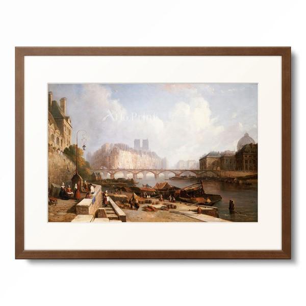 Artist: Stanley, Colet Robert,1795-1868 Imagetitle: A View of Ile de la Cite, Paris, from The Quai Du Louvre with the Po...