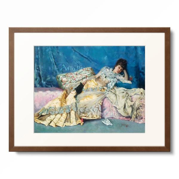 Artist: Stewart, Julius Leblanc,1855-1919 Imagetitle: Lady on a Divan. 1877 Dimensions: 62.5 x 49.5 cm Medium: Ol/Lwd. a...