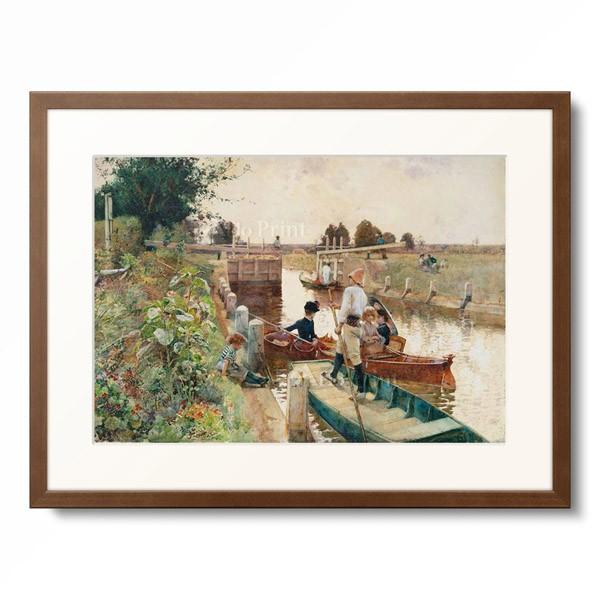 Artist: Caffieri, Hector,1847-1932 Imagetitle: Boaters in a Lock on the Thames. Dimensions: 57.1 x 74.9 cm Medium: Water...