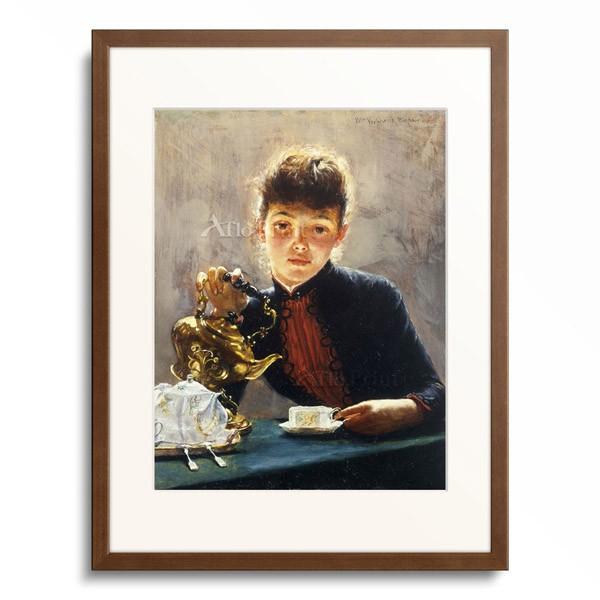 Artist: Birney, William Verplanck,1859-1909 Imagetitle: A Cup of Tea. Dimensions: 22.5 x 17.6 cm Medium: Oil/Wood Locati...