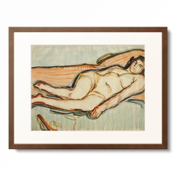 Artist: Rohlfs, Christian,1849-1938 Imagetitle: Reclining Nude. Dimensions: 48.3 x 63.5 cm Medium: Watercolour on Paper ...