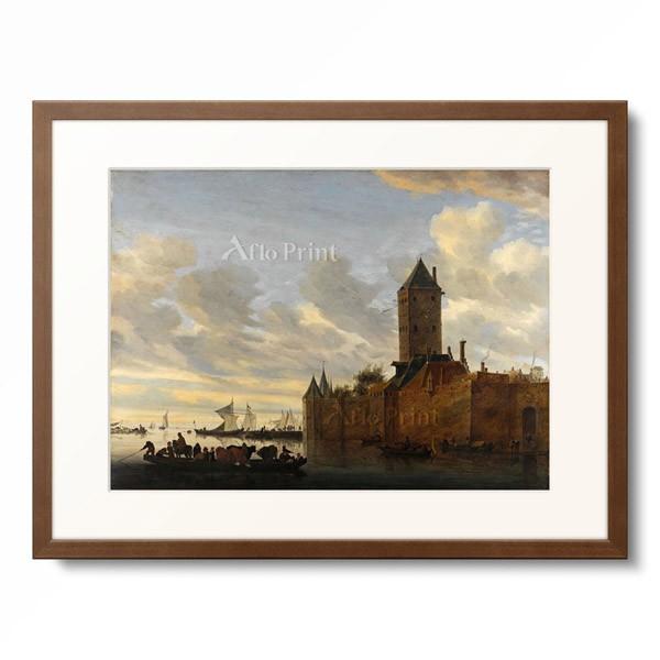 Artist: Ruysdael, Salomon van,1602-1670 Imagetitle: The Mouth of a river with a fortified town. 1648 Dimensions: 84,3 x ...