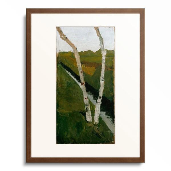 Artist: Modersohn-Becker, Paula,1876-1907 Imagetitle: Two birch trees. Dimensions: 73,5 x 36,7 cm Medium: Oil on board L...