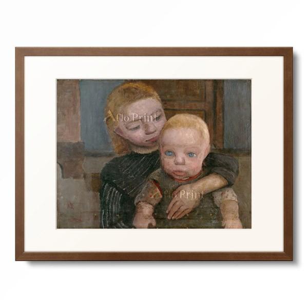 Artist: Modersohn-Becker, Paula,1876-1907 Imagetitle: Half lentgh portrait of a girl her arm put around a child. 1904 Di...