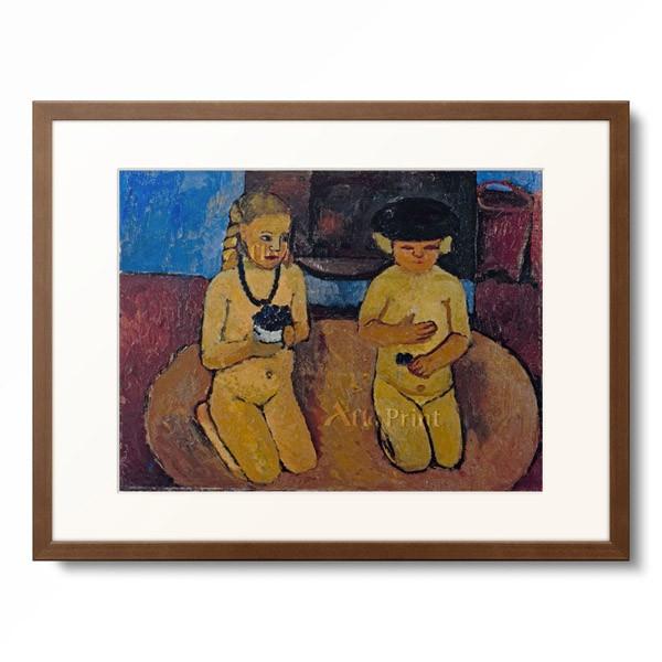Artist: Modersohn-Becker, Paula,1876-1907 Imagetitle: Two naked girls kneeling. 1906/07 Dimensions: 53 x 70 cm Medium: O...