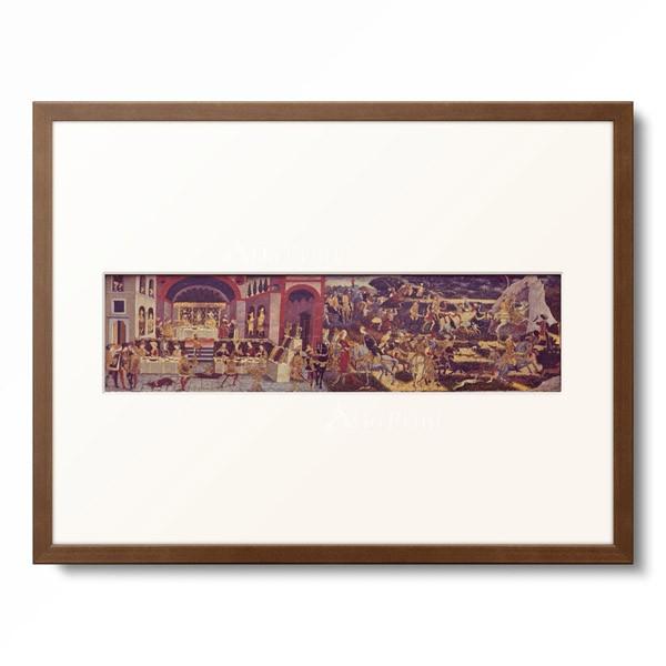 Artist: Apollonio di Giovanni,1415 or 1417-1465 Imagetitle: The banquet and the hunt of Dido. (Frontal of a wedding ches...