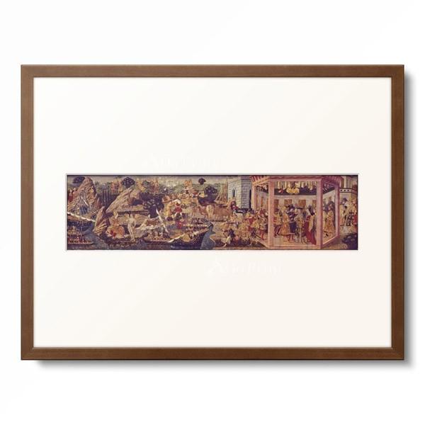 Artist: Apollonio di Giovanni,1415 or 1417-1465 Imagetitle: The arrival of Aeneas at Dido. (Frontal of a wedding chest) ...