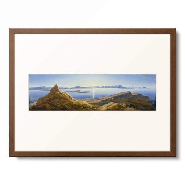 Artist: Ahlborn, Wilhelm,1796-1857 Imagetitle: Coastal landscape, Bay of Naples. 1832 Dimensions: 24 x 80,2 cm Medium: O...