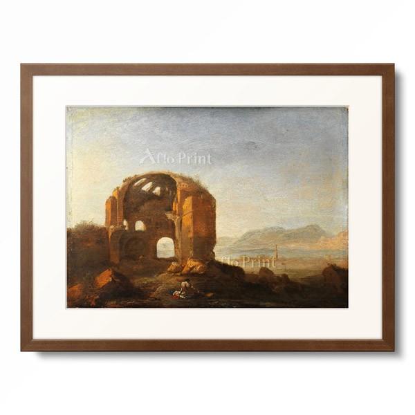 Artist: Breenbergh, Bartholomeus,1598-1657 Imagetitle: Landscape with the ruins of the temple of Minerva Medica. Dimensi...