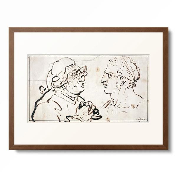 Artist: Ramberg, Johann Heinrich,1763-1840 Imagetitle: Old man in front of antique sculpture. 1783 Verso Medium: Federze...