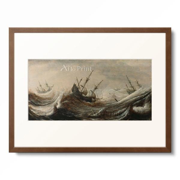 Artist: Mulier, Pieter,about 1610-1670 Imagetitle: Schiffe in sturmischer See. Dimensions: 26,0 x 53,5 cm Medium: on oak...