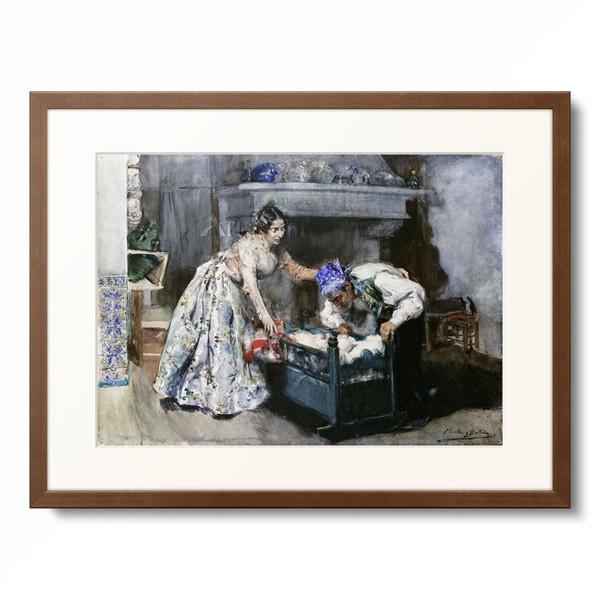 Artist: Sorolla, Joaquin,1863-1923 Imagetitle: Careful not to wake him. Dimensions: 57.8 x 79 cm Medium: Watercolour and...