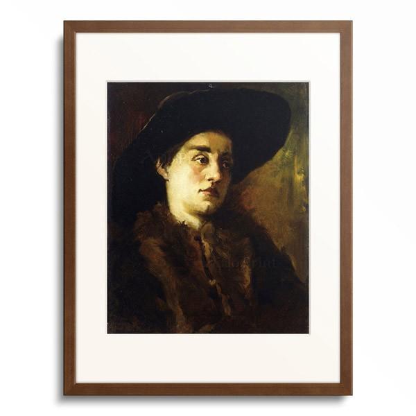 Artist: Trubner, Wilhelm,1851-1917 Imagetitle: Portrait of a Lady, Wearing a Fur Coat and Black Hat. Dimensions: 53.2 x ...